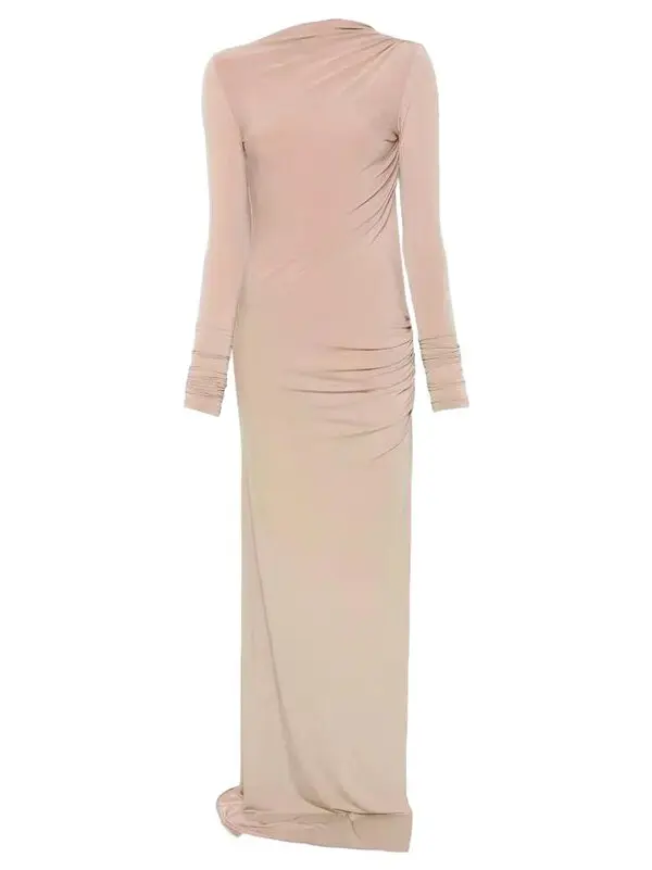 Andamane Sophie Ruched Open-back Maxi Dress - Neutrals