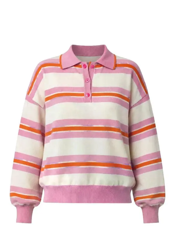VICOLO Striped Polo-top - Neutrals