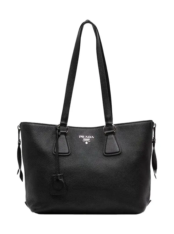 Prada Vitello Daino Side Zip Tote Bag - Black