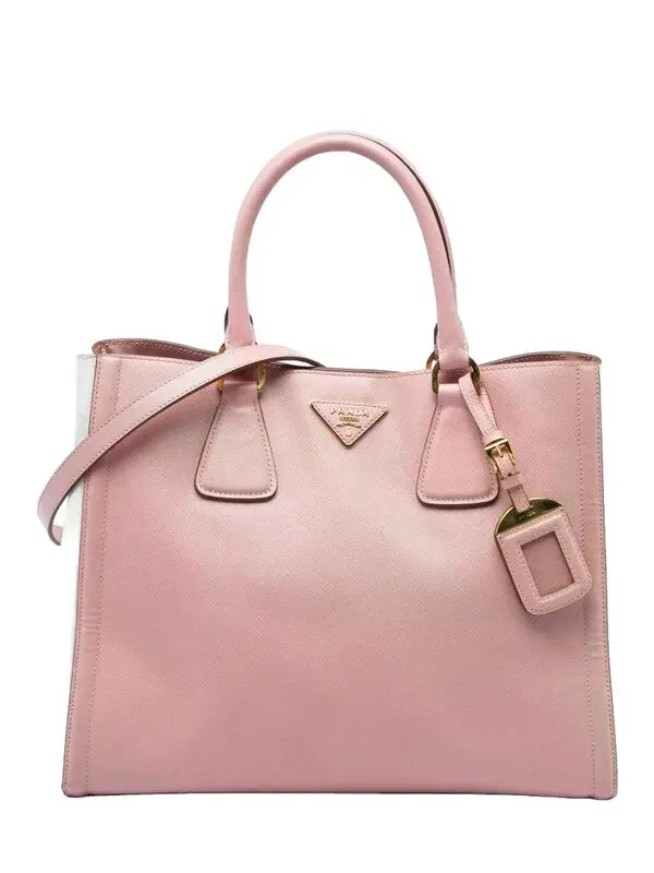 Prada Medium Bicolor Saffiano Lux Galleria Satchel - Grey