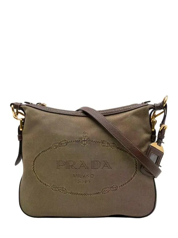 Prada Canapa Logo Crossbody Bag - Neutrals