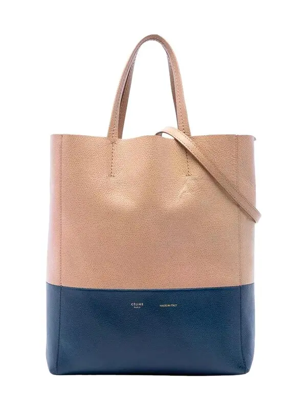 Celine Grained Calfskin Vertical Cabas Tote Satchel - Blue