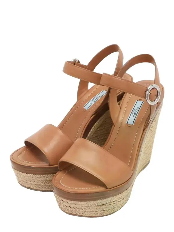 Prada Wedge Platform Sandals - Brown