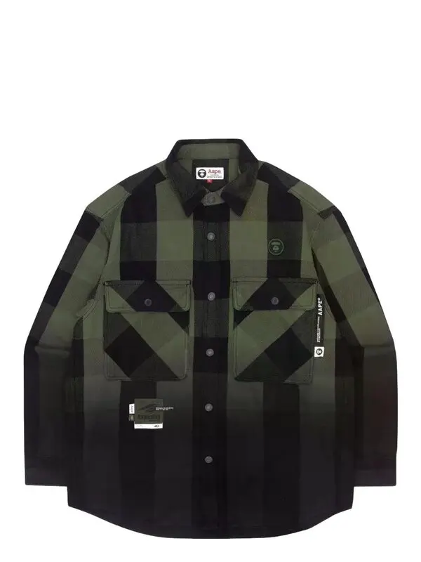 AAPE BY *A BATHING APE Moonface Gradient-effect Plaid Shirt - Green