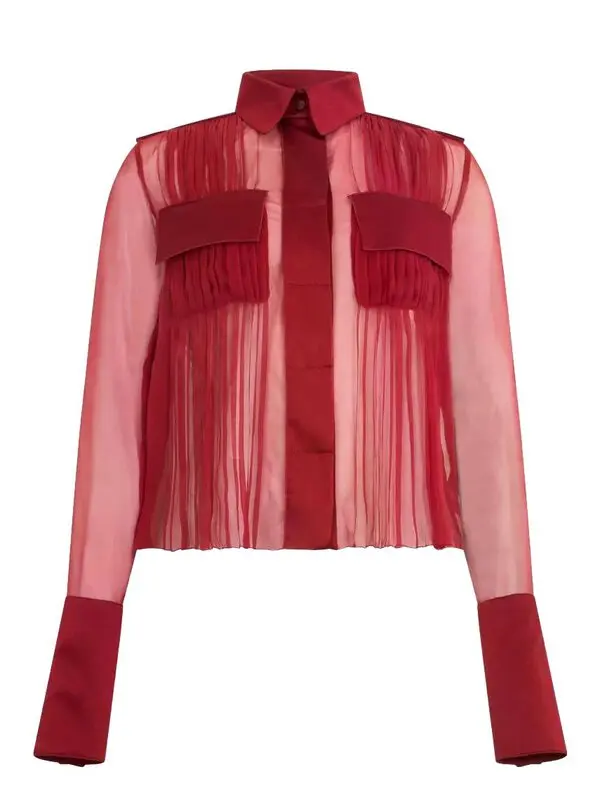 Alberta Ferretti Pleated Silk Blouse - Red