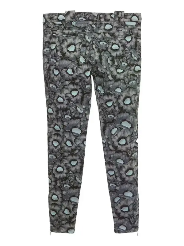 Kenzo Floral-print Ankle-zip Jeans - Grey