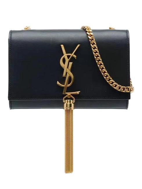Saint Laurent Smooth Calfskin Monogram Kate Tassel Cross Body Bag - Black