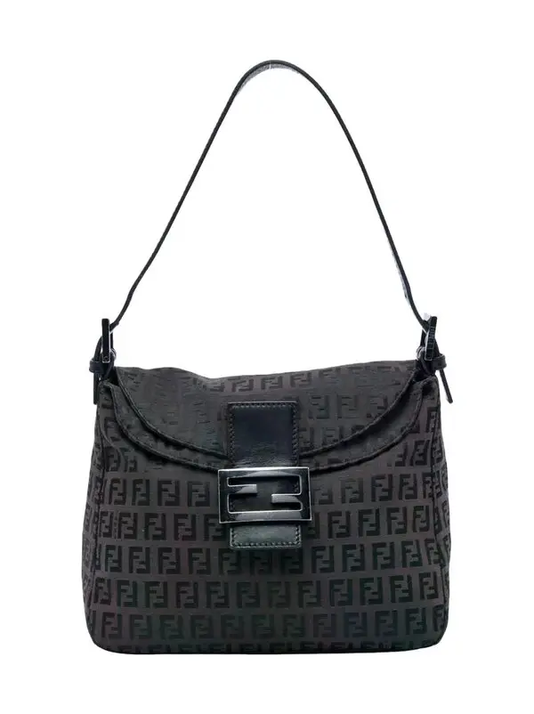 Fendi Zucchino Canvas Double Flap Mamma Shoulder Bag - Brown