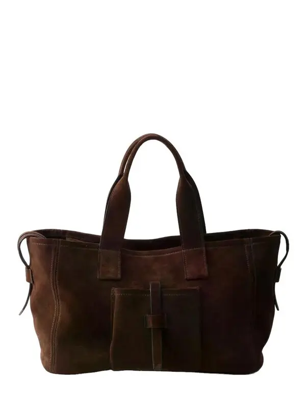 Prada Route Large Suede Tote Bag - Brown