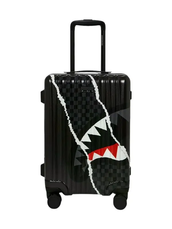 SPRAYGROUND Shark Slash Check-pattern Shark-print Carry-on Luggage - Grey