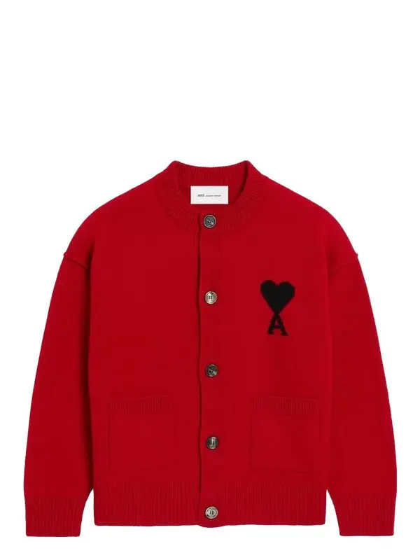 AMI Paris Adc Cardigan - Red