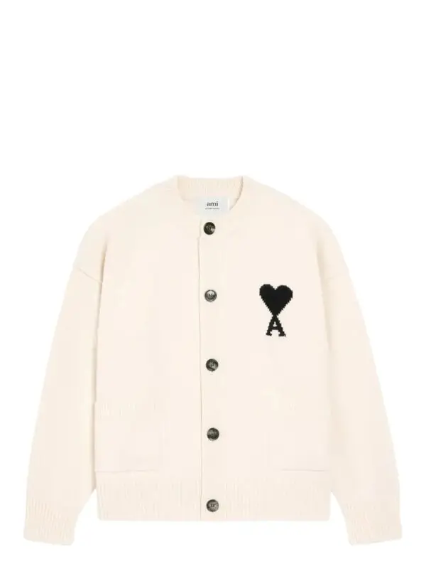 AMI Paris Adc Cardigan - White/black