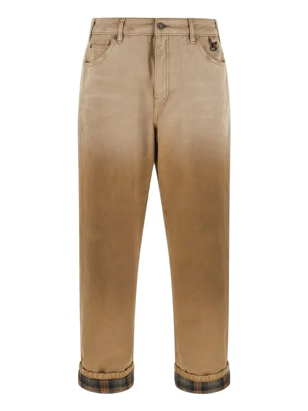 GOLDEN GOOSE Journey Russell Trousers With Check Lapels - Beige
