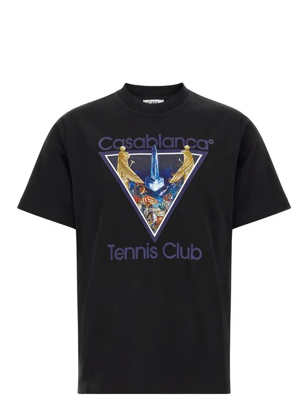 Casablanca Monde Perdu Tennis Club Icon' Print T-shirt - Black