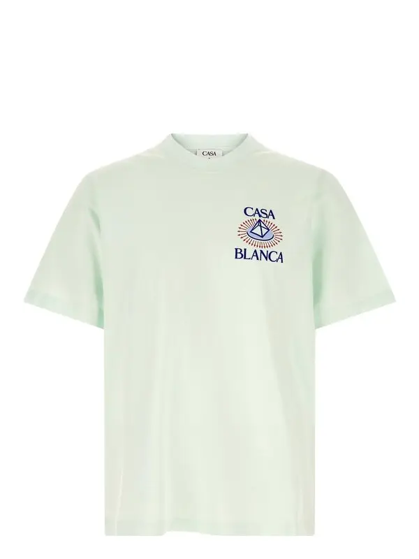 Casablanca Flocked 'celestial Pyramid' Print T-shirt - Light Blue