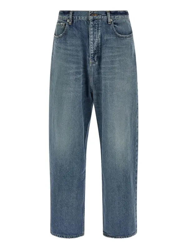 Balenciaga Distressed Baggy Jeans - Blue