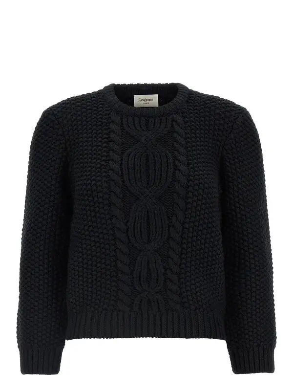 Saint Laurent Virgin Wool Crew Neck Sweater - Black