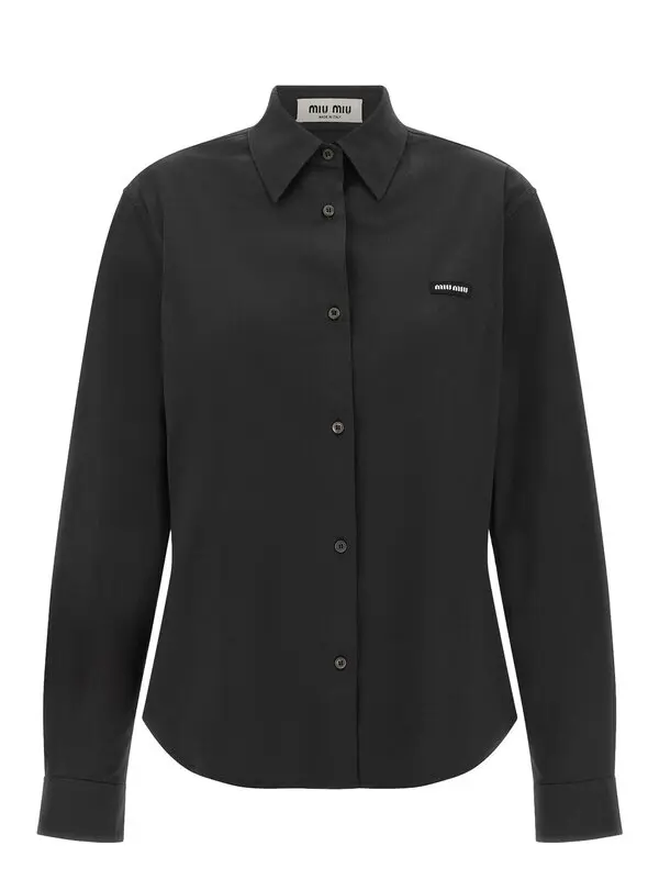 Miu Miu Stretch Cotton Poplin Shirt - Black