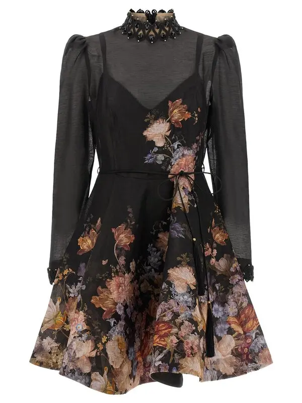 Zimmermann Vaillant Embellished Floral Mini Dress - Multi