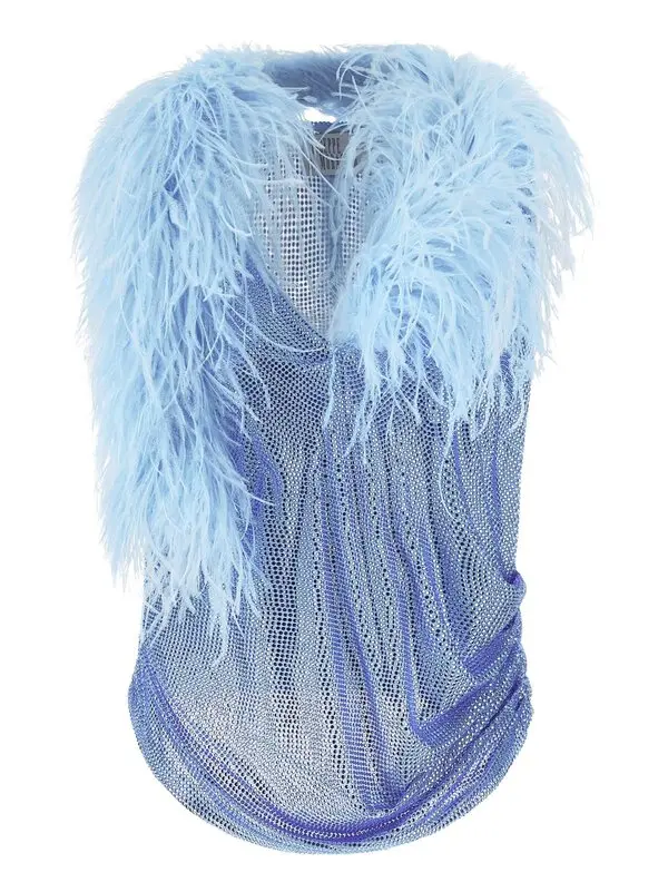 Giuseppe Di Morabito Mesh And Feather Top - Light Blue