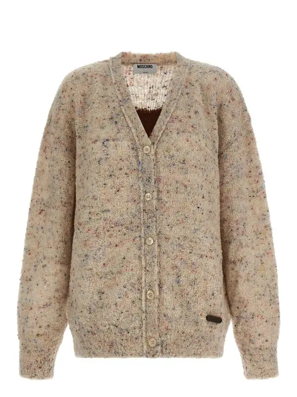 Moschino Teddy Bear Bouclé Mélange Cardigan - Beige