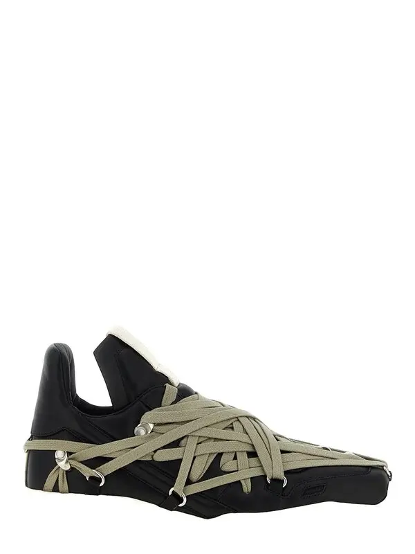 Rick Owens Megalace Geth Runner Leather Sneakers - Black