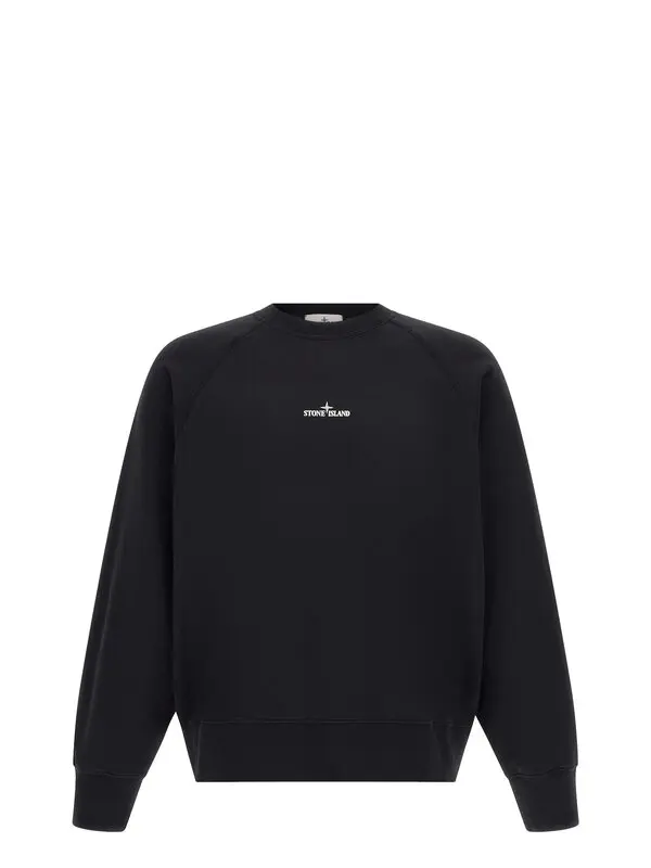 Stone Island Compass Logo Cotton Sweatshirt - Black
