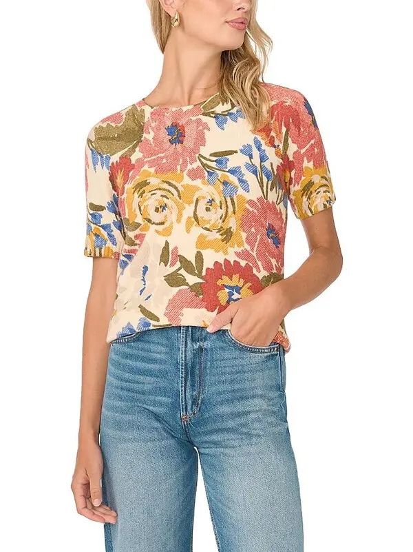 Vince Camuto Short Sleeve Crewneck Sweater - Birch