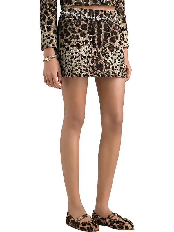 Dolce & Gabbana Printed Brocade Mini Skirt - Leopard Print