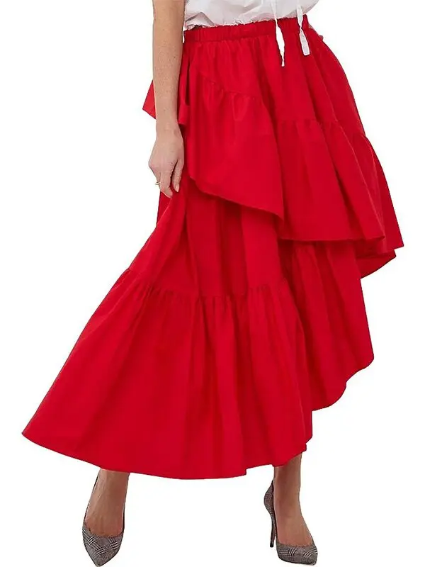 MARIELLE STOKKELAAR Stephanie Asymmetrical Skirt - Red