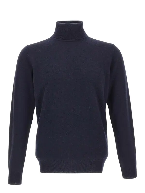 KANGRA Ribbed Turtleneck Knitted Sweater - Blue