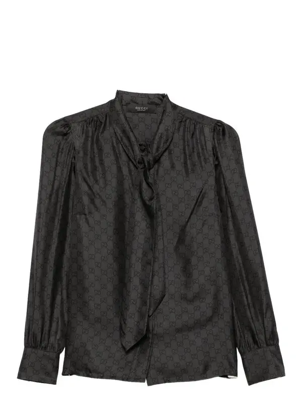 Gucci Gg Print Silk Shirt - Black