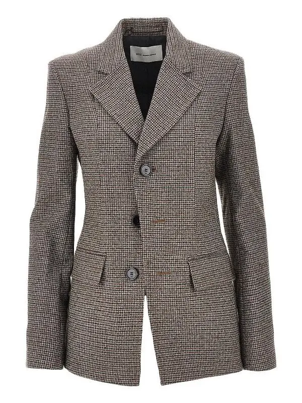 AMI Paris Houndstooth Single-breasted Jacket - Brown