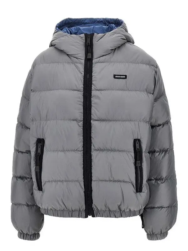 Miu Miu Light Pongé Down Jacket - Grey