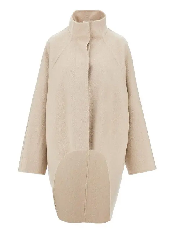 Alaïa Cashmere Asymmetrical Coat - Beige