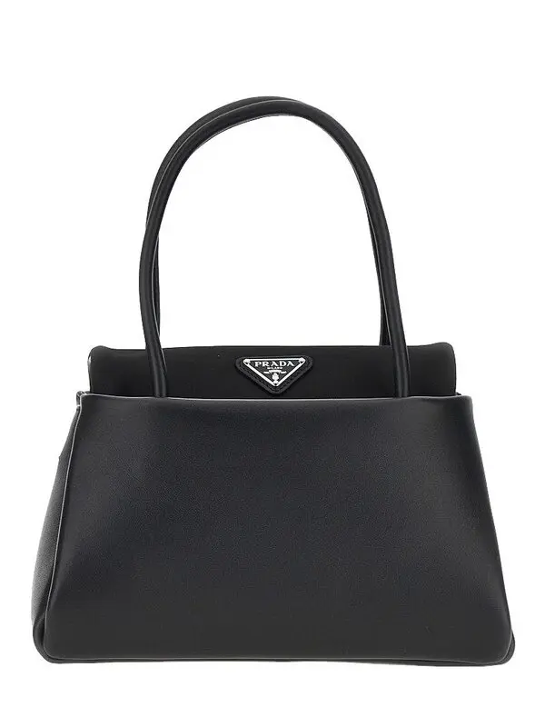 Prada Passage Leather And Re-nylon Handbag - Black