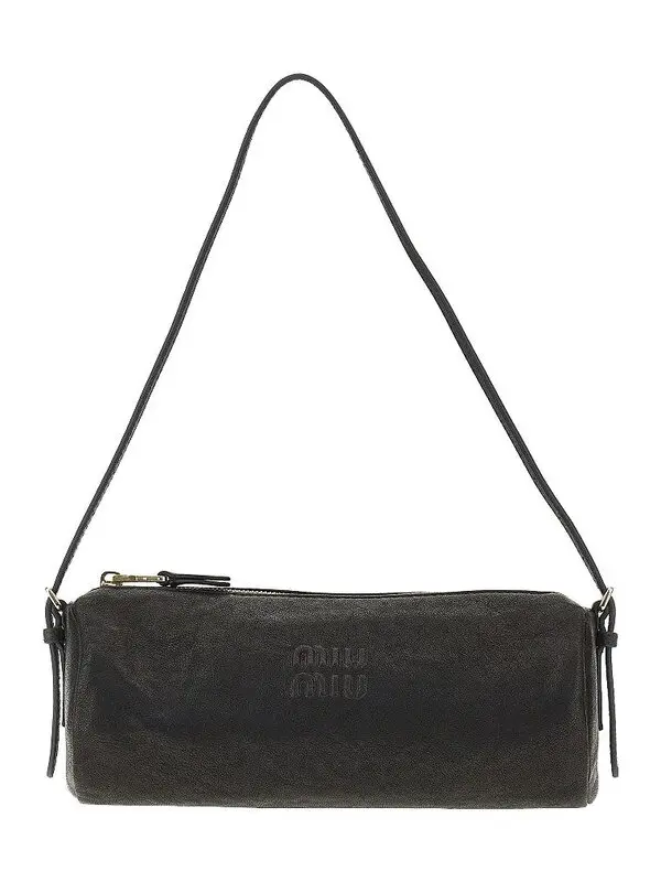 Miu Miu Nappa Leather Pouch With Strap - Black