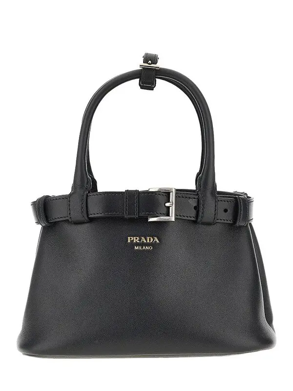 Prada Leather Small Buckle Bag - Black