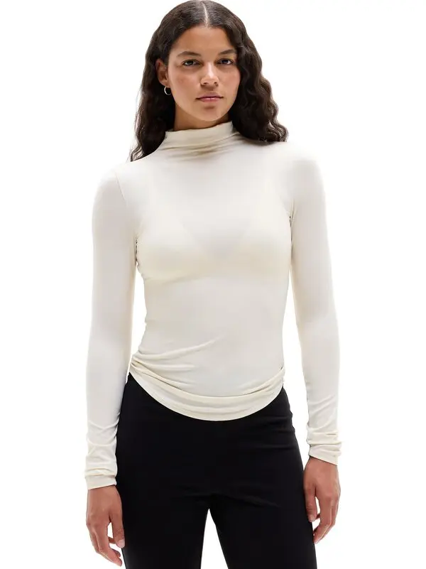 Athleta Bodymove Mock Neck Top - Bone