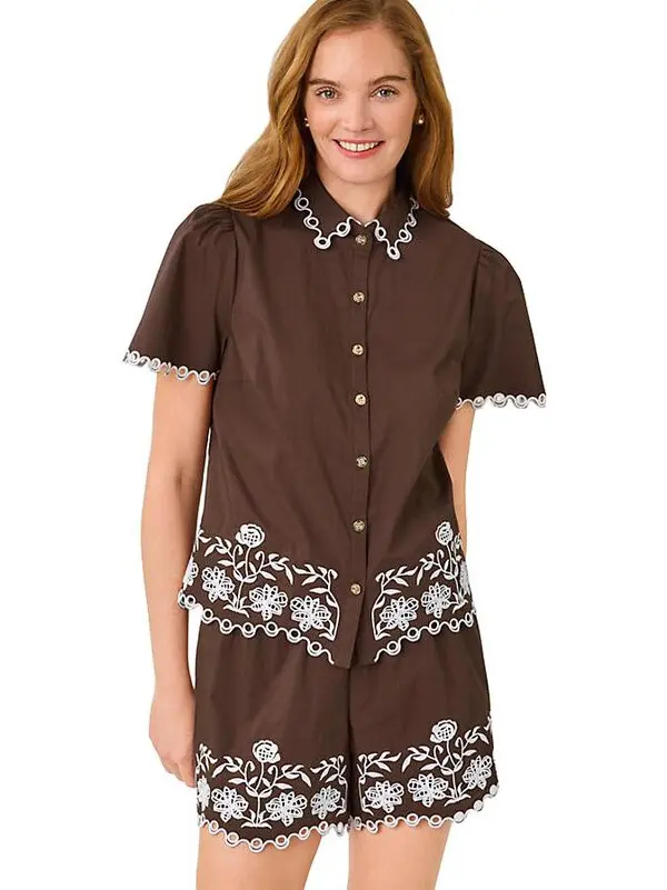 Lilly Pulitzer® Short Sleeve Embroidered Top - Coco Beach