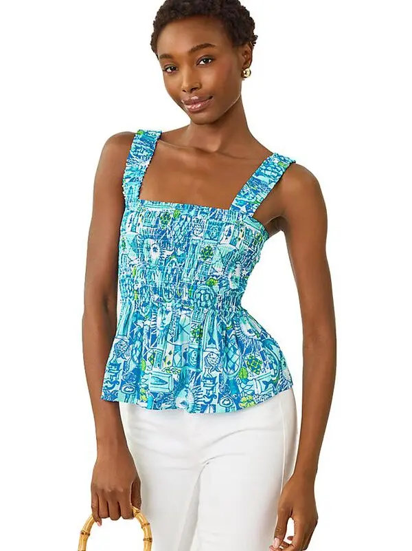 Lilly Pulitzer® Hadly Smocked Peplum Top - Mint