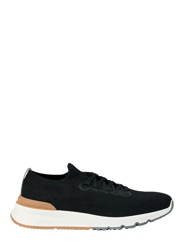 Brunello Cucinelli Cotton Knitted Sneakers - Black