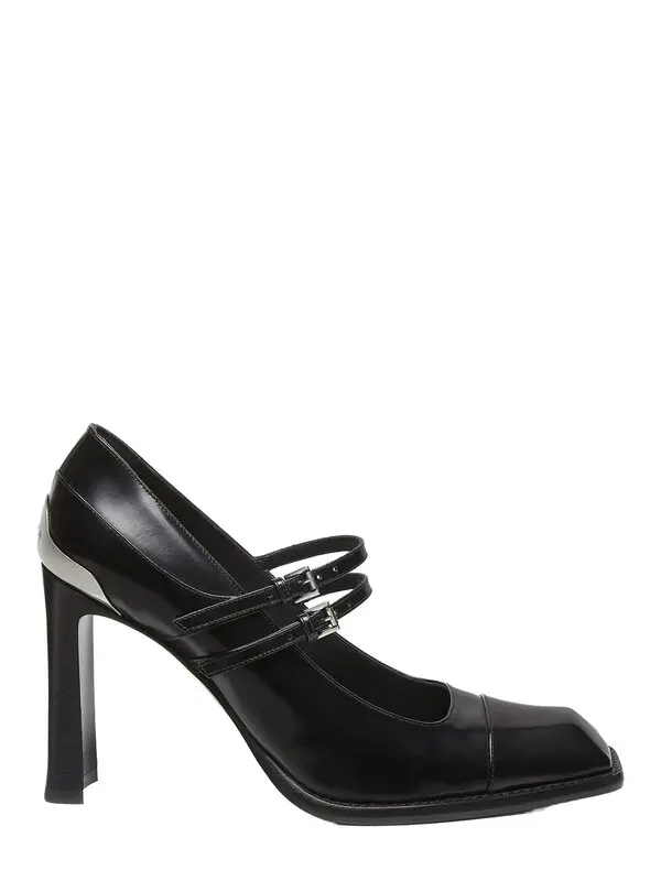 Alexander McQueen Leather Niko Mary Jane Pumps 95 - Black
