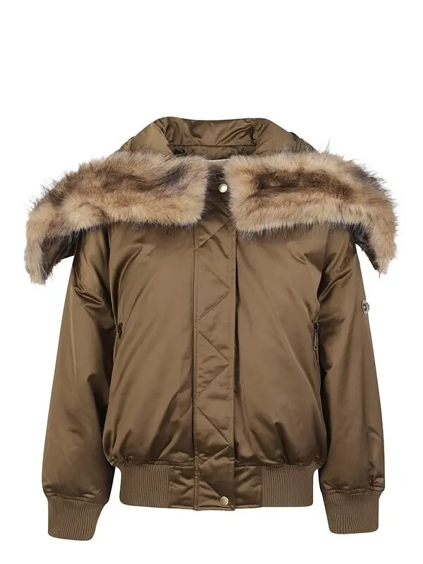 Michael Kors Faux Fur-trimmed Hooded Bomber Jacket - Duffle
