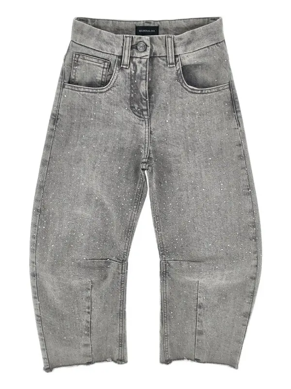 Monnalisa Rhinestone-embellished Jeans - Gray
