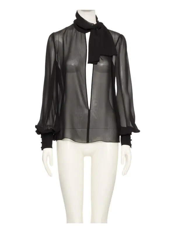 Valentino Garavani Light Georgette Top With Scarf - Black