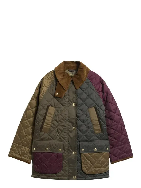 Barbour Color-block Diamond-quilted Jacket - Olive