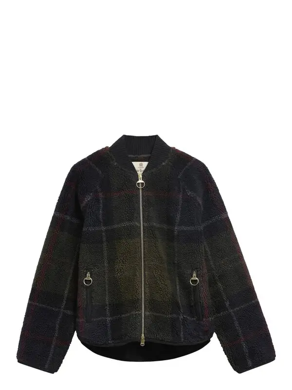 Barbour Tartan Fleece Bomber Jacket - Black