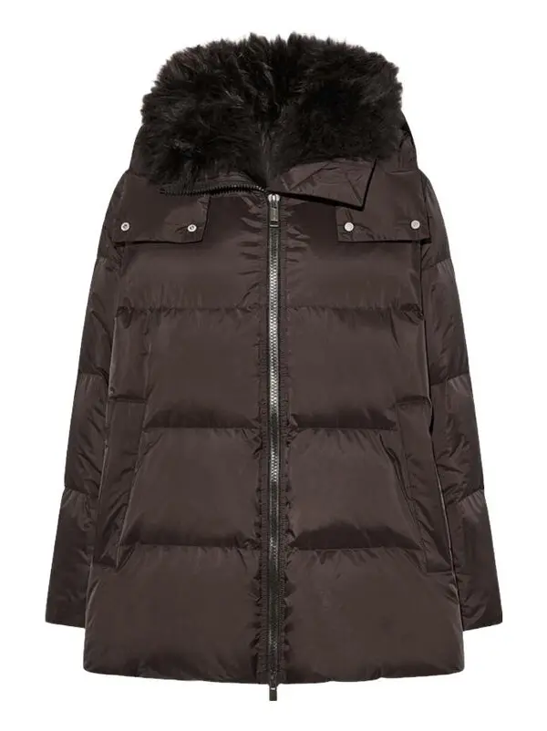 YVES SALOMON Hooded Puffer Jacket - Brown