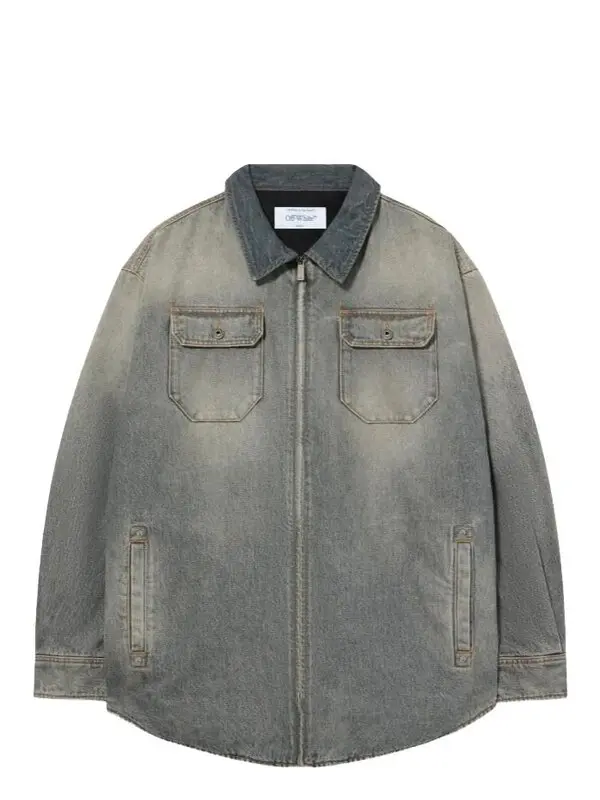 Off-White Bookish Zip-up Denim Jacket - Grey